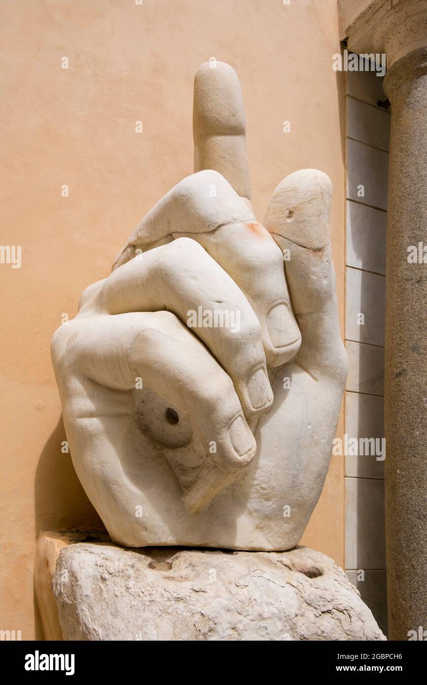The large, sculpture, statue, white marble right hand of Constantine at ...