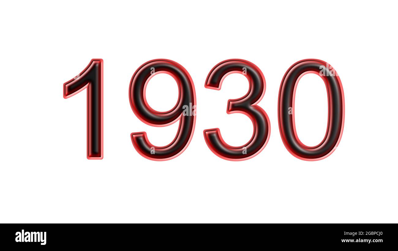 red 1930 number 3d effect white background Stock Photo - Alamy