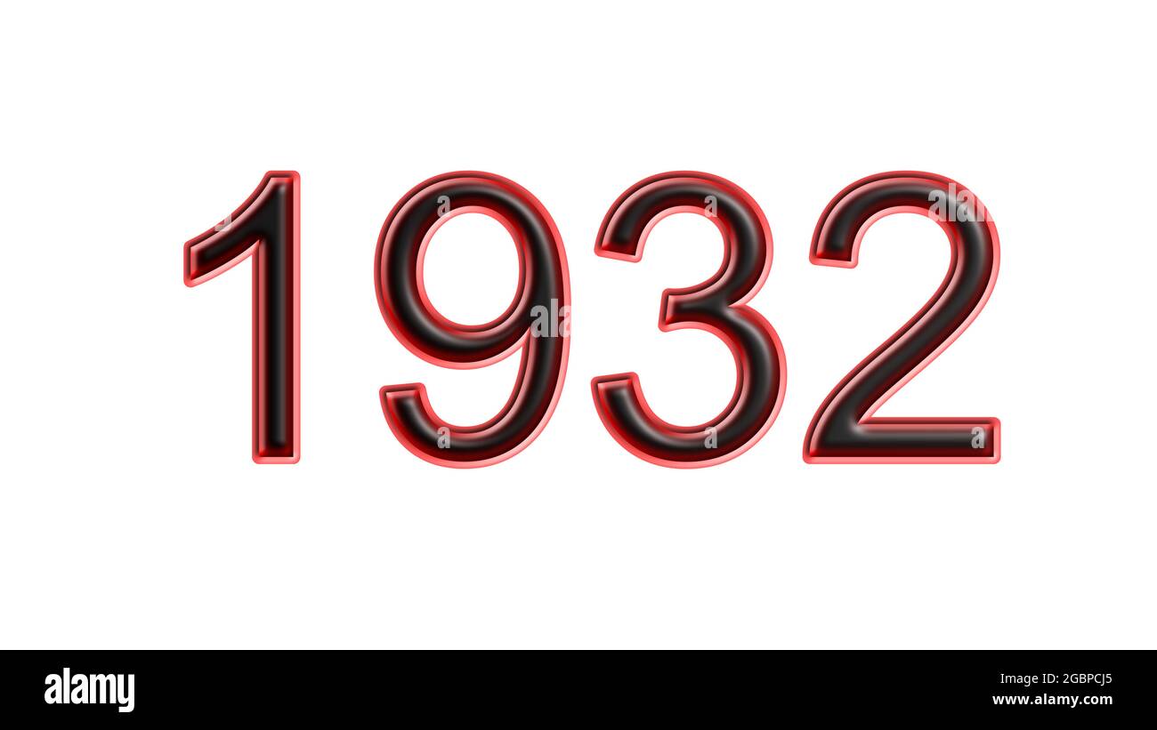 red 1932 number 3d effect white background Stock Photo - Alamy