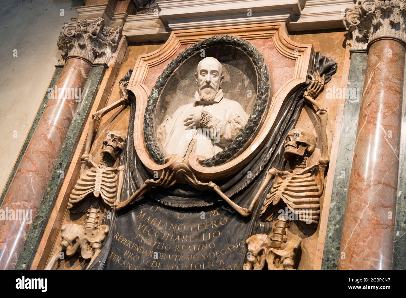 Tomb at Pietro in Vincoli in Rome, Italy. The marble frieze includes a ...