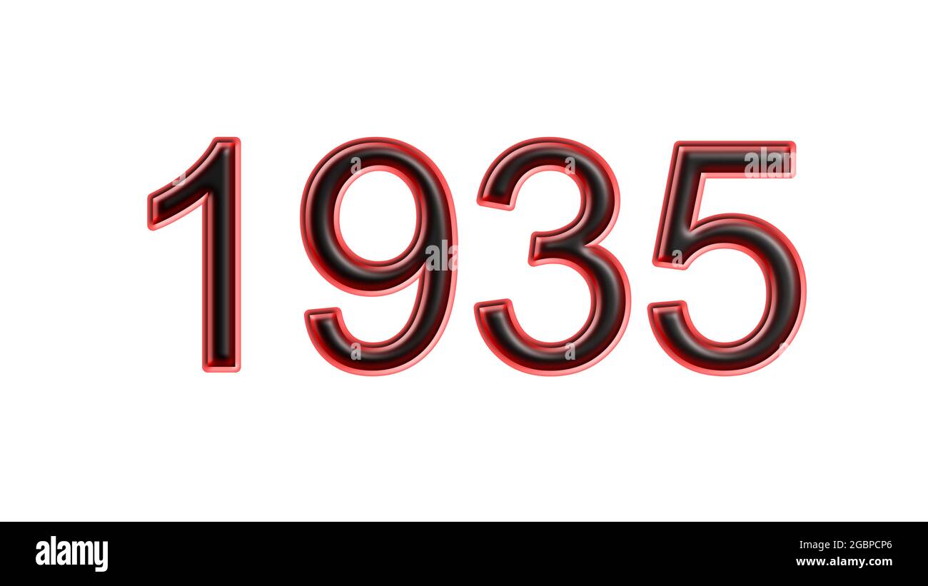 red 1935 number 3d effect white background Stock Photo - Alamy