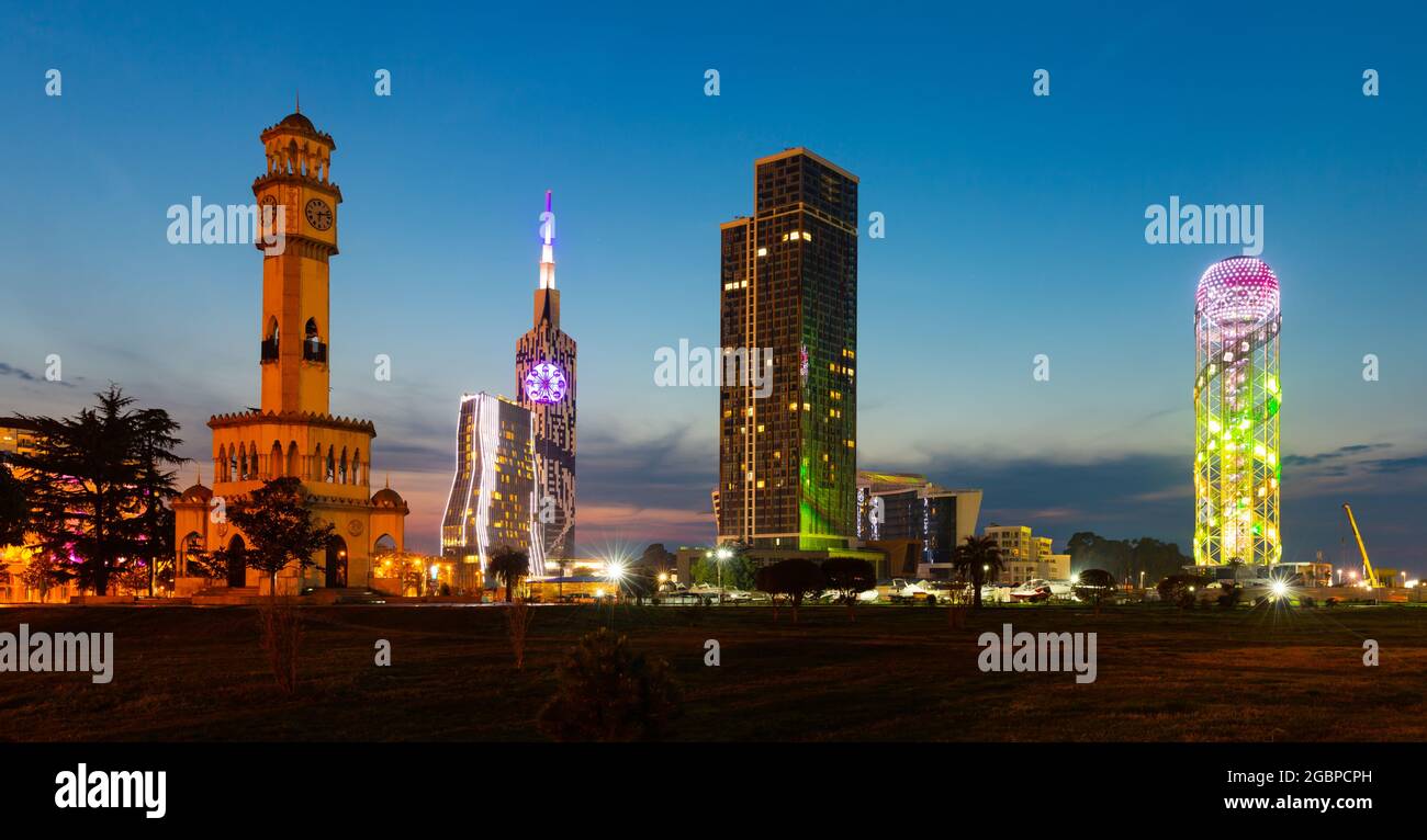 Night view of Miracle park at Batumi Stock Photo - Alamy