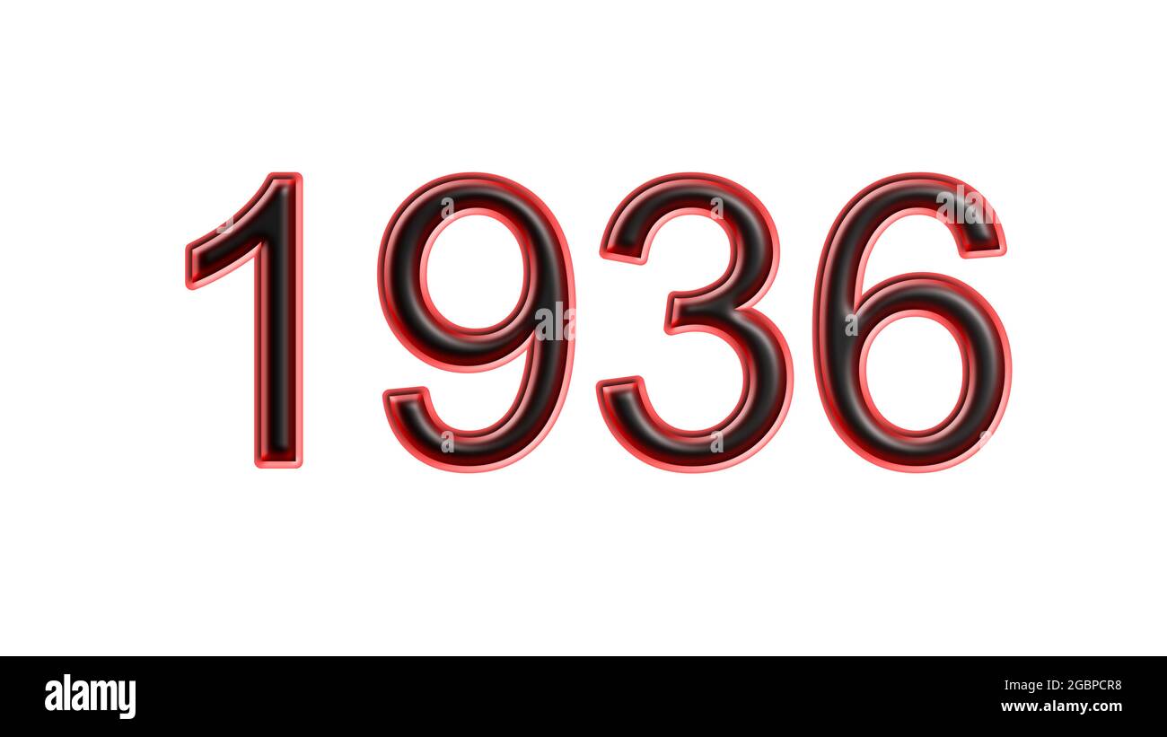 red 1936 number 3d effect white background Stock Photo - Alamy