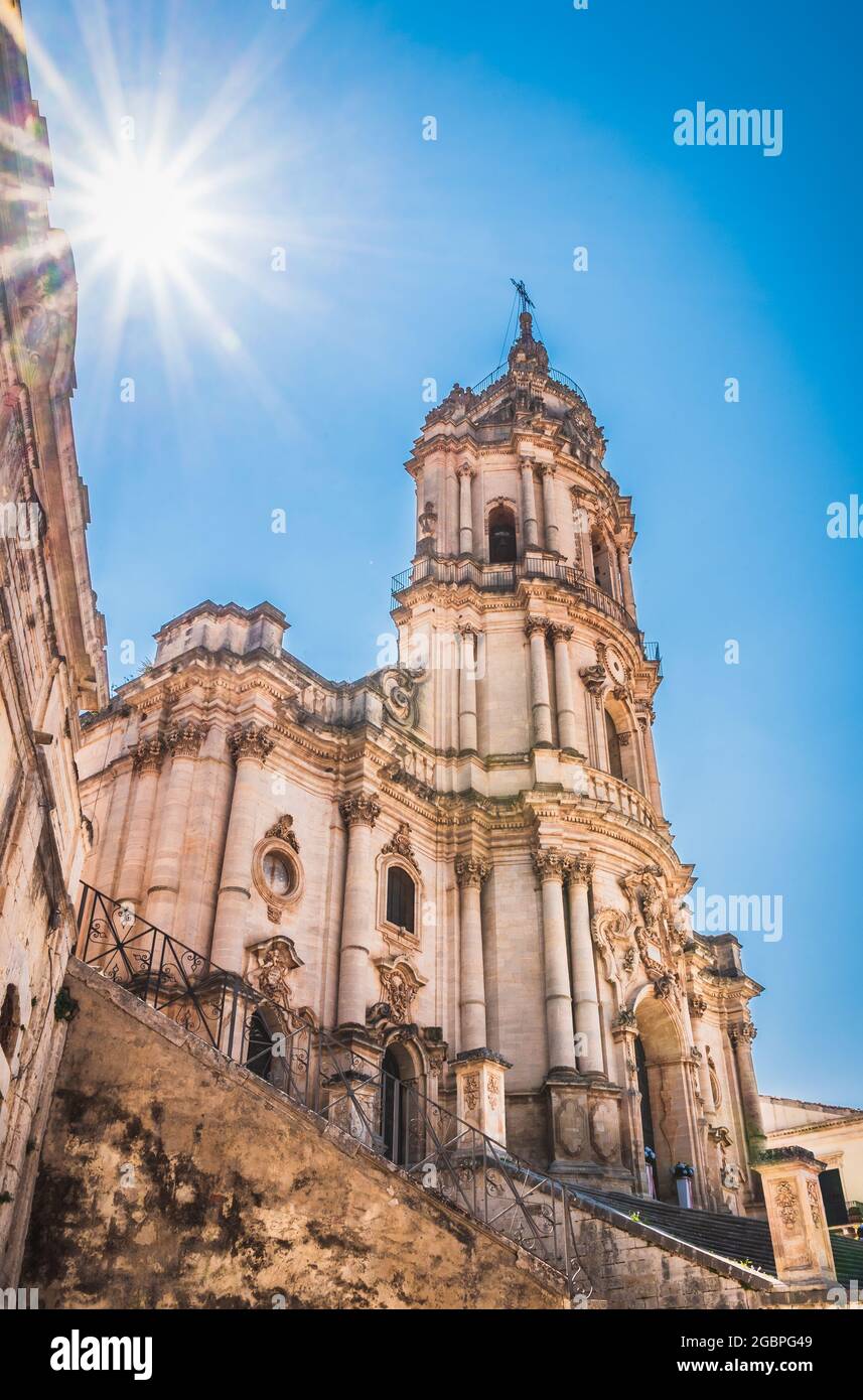 Facade of San Giorgio Cathedral in Modica, Ragusa, Sicily, Italy ...