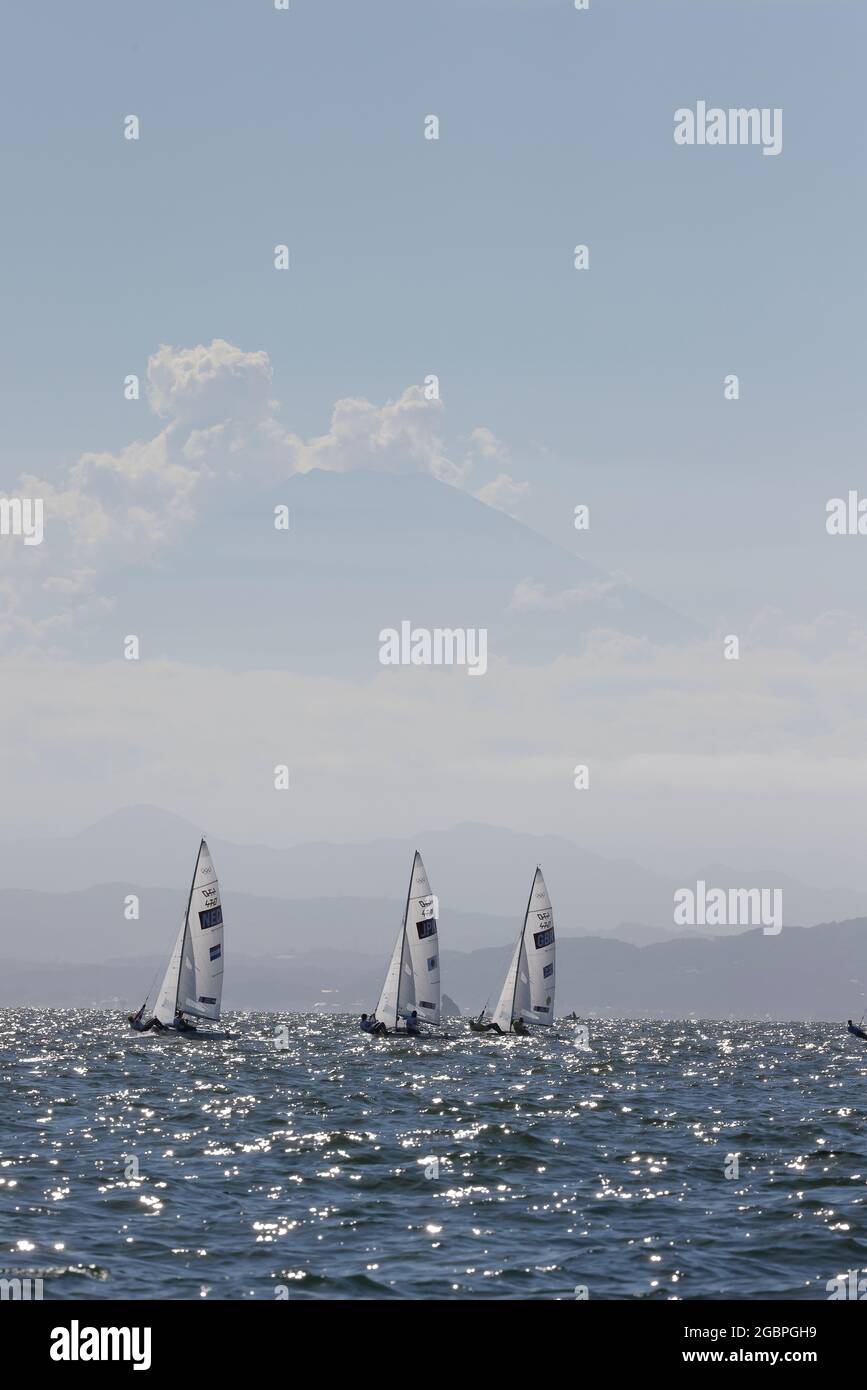 Women's Two Person Dinghy - 470 - Medal Race near Mt. Fuji, AUGUST 4th ...
