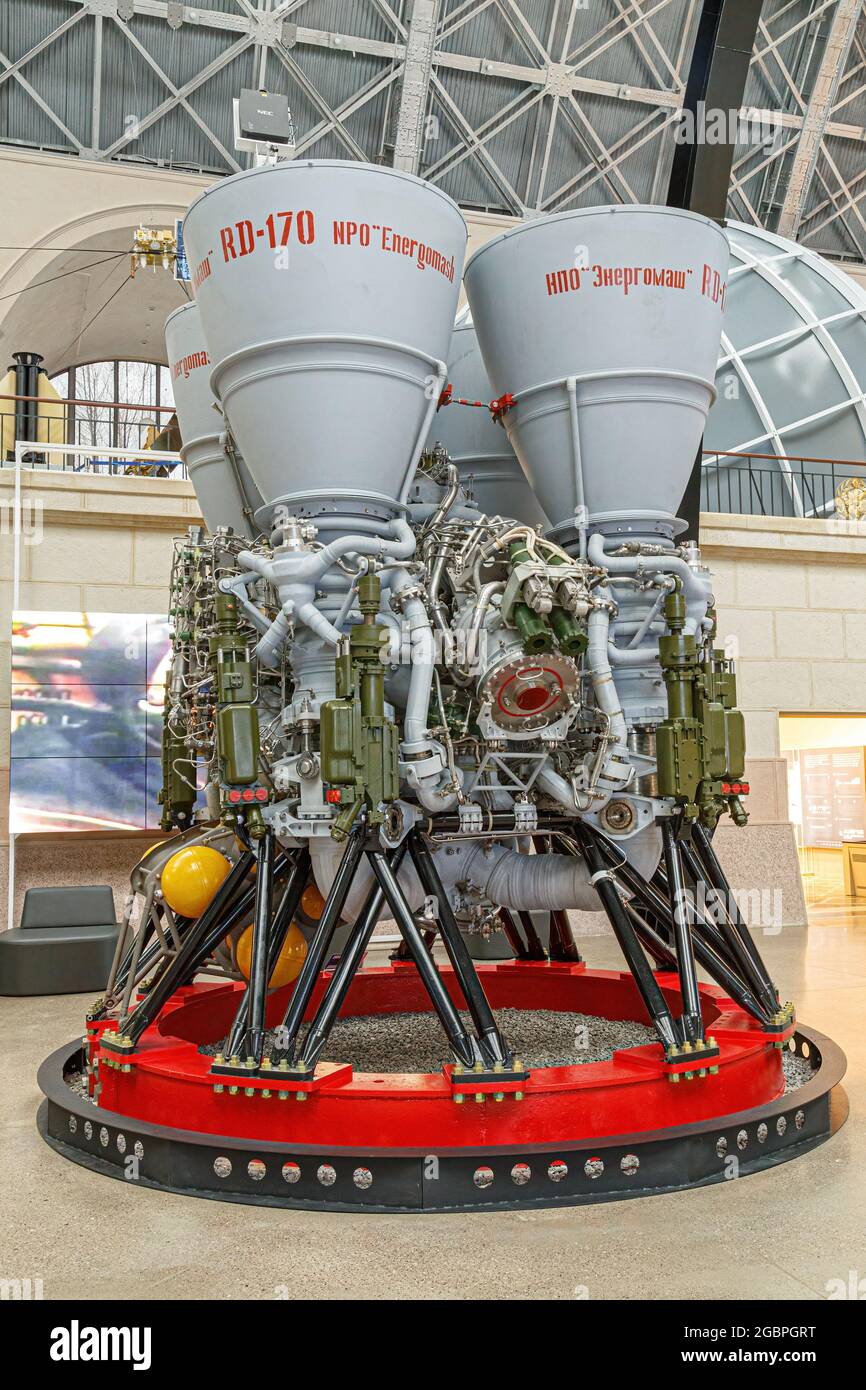 Moscow, Russia - November 28, 2018: Rocket engine RD-170. Space museum ...