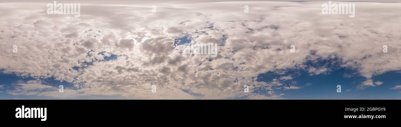 Blue sky panorama with Cumulus clouds. Seamless hdr 360 degree pano in ...