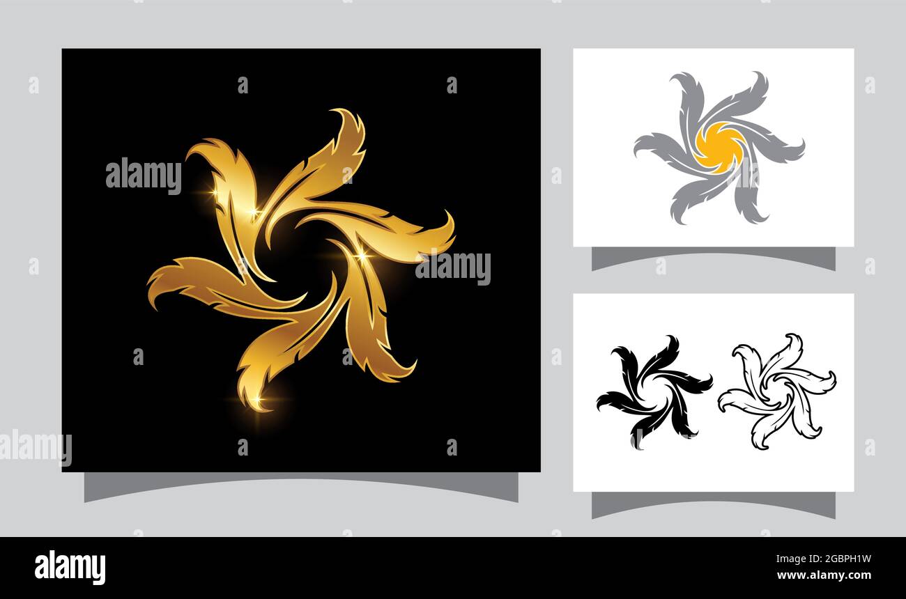 A Vector Illustration of Golden Circle Feather Sign Stock Vector Image ...