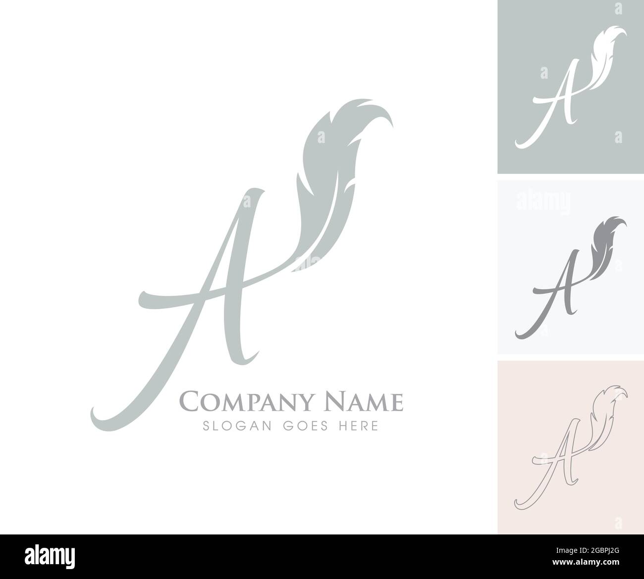A Vector Illustration of Feather Monogram Initial Letter A Stock Vector ...