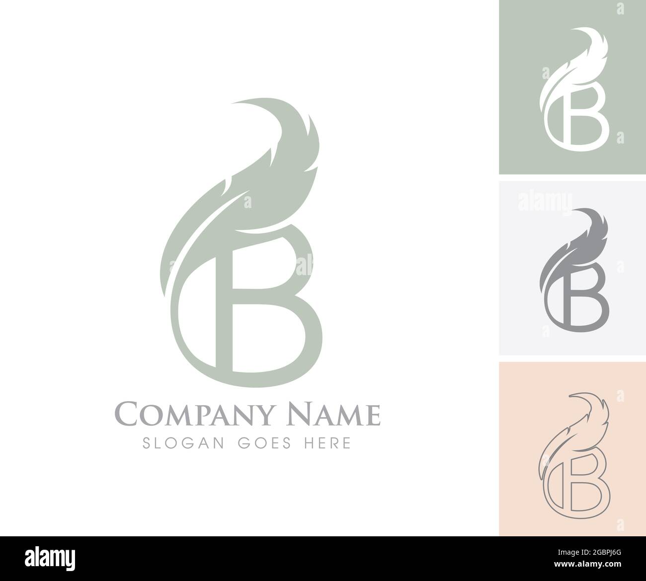 A Vector ILlustration of Feather Monogram Initial Letter B Stock Vector ...
