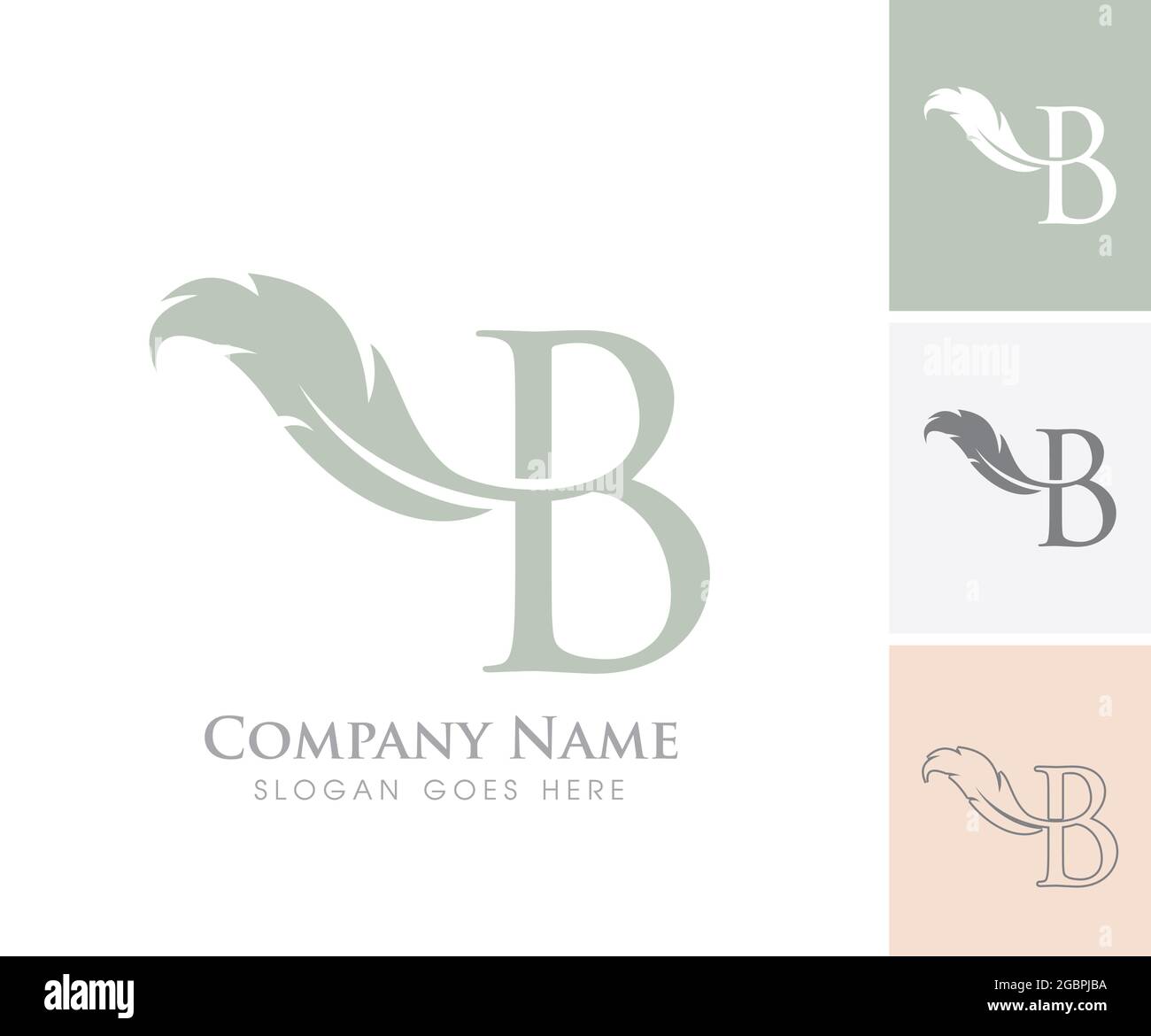 A Vector Illustration of Feather Monogram Initial Letter B Stock Vector ...