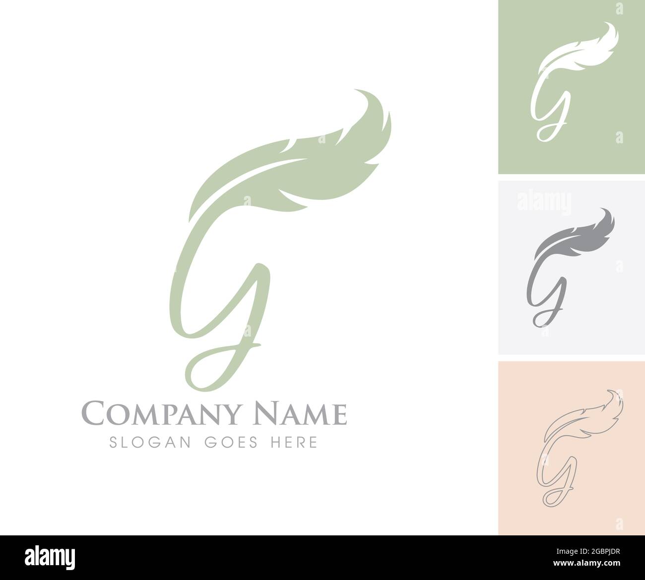 A Vector Illustration of Feather Monogram Initial Letter G Stock Vector ...