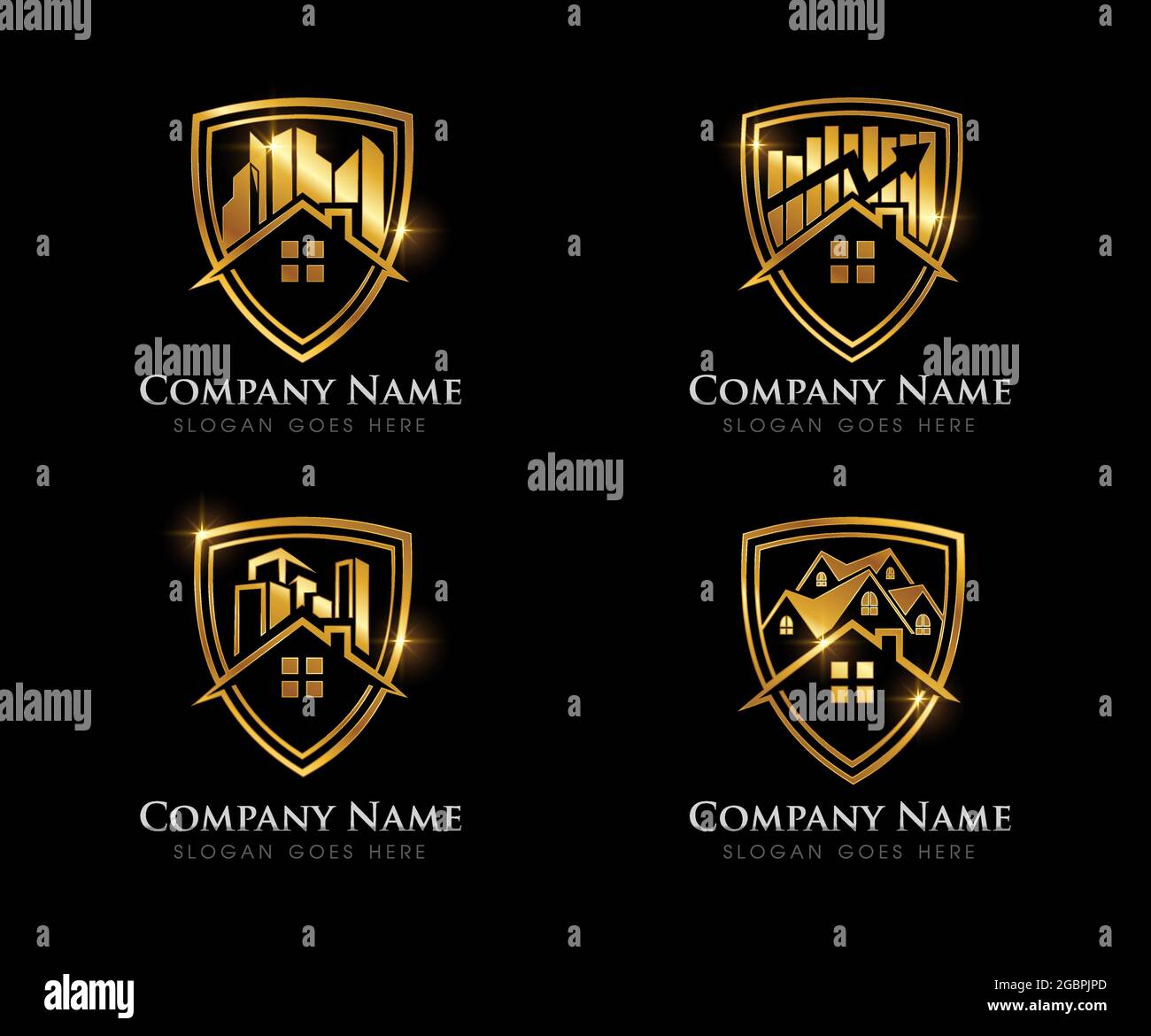 A Vector Illustration of Golden Real Estate Logo Sign Stock Vector ...