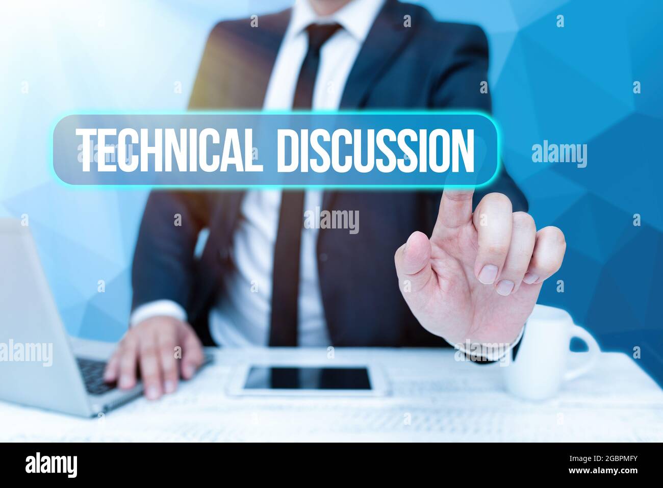 Conceptual display Technical Discussion. Business concept conversation ...