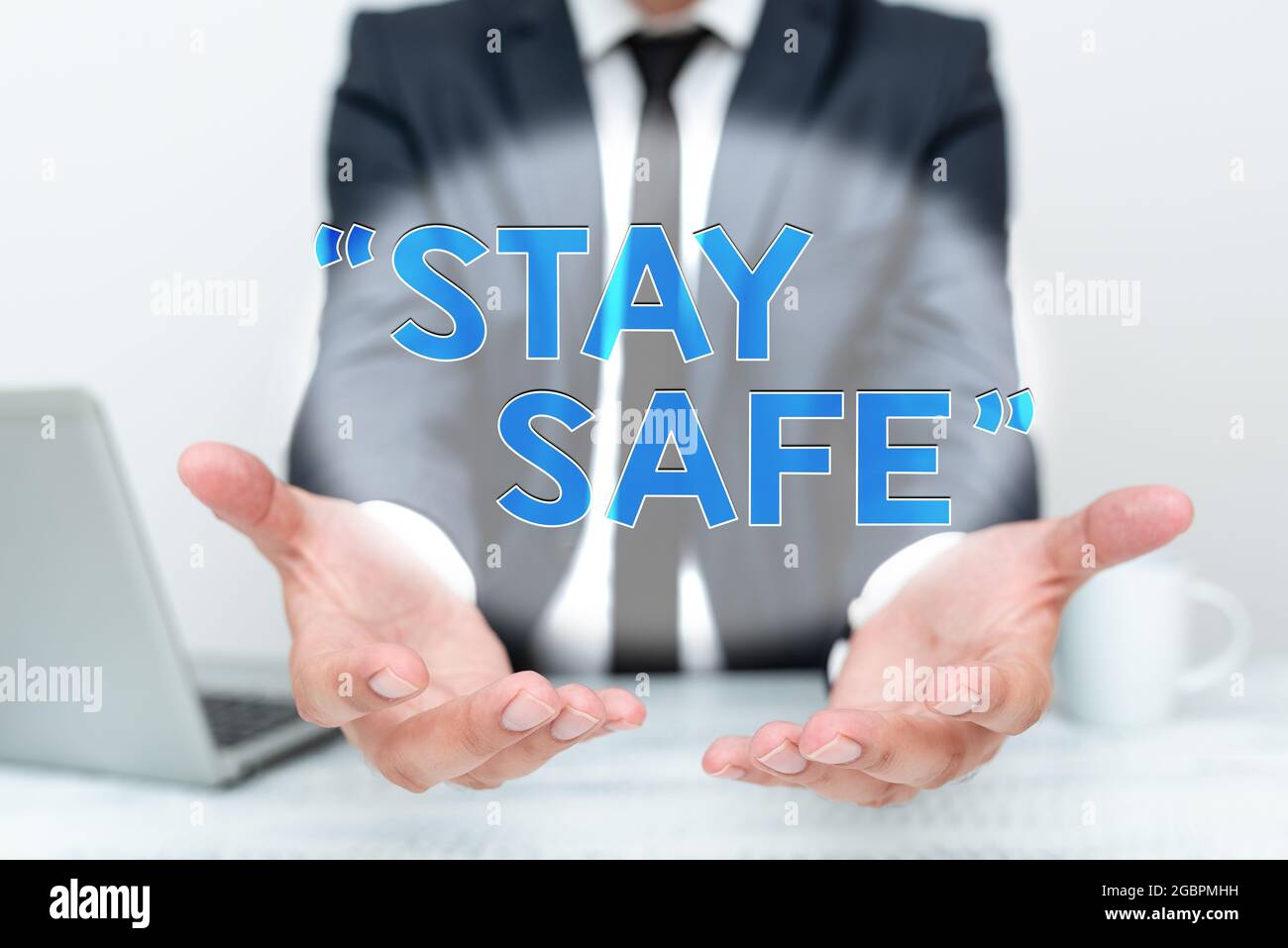 Text caption presenting Stay Safe. Business showcase secure from threat ...