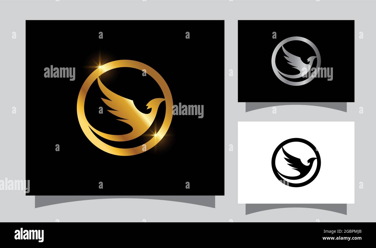 A Vector Illustration of Golden Flying Bird Sign Stock Vector Image ...