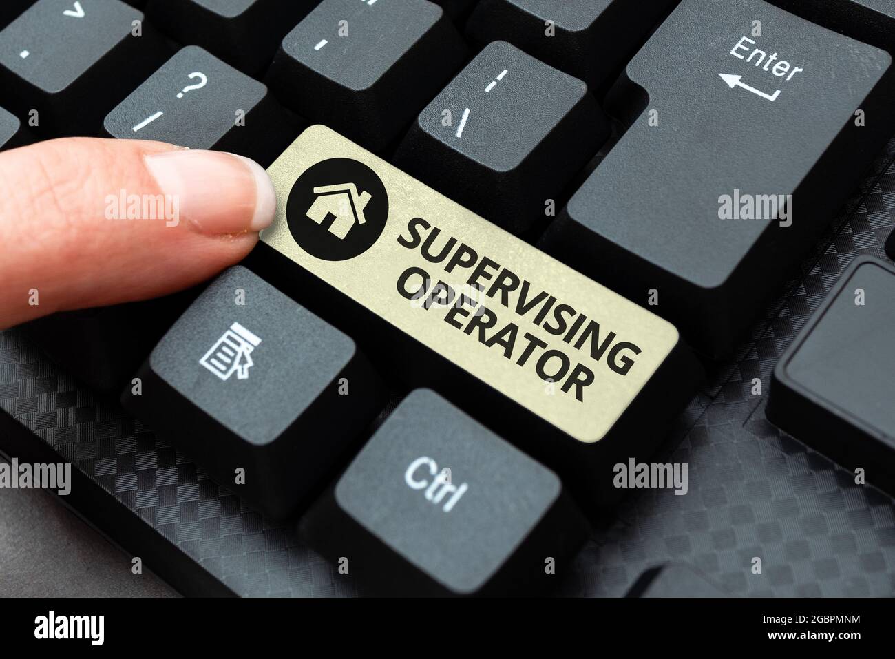 Text sign showing Supervising Operator. Business overview monitoring ...