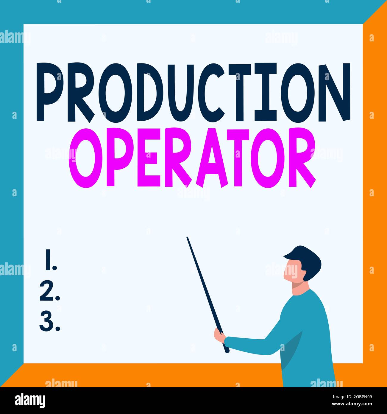 Text caption presenting Production Operator. Word for control equipment ...