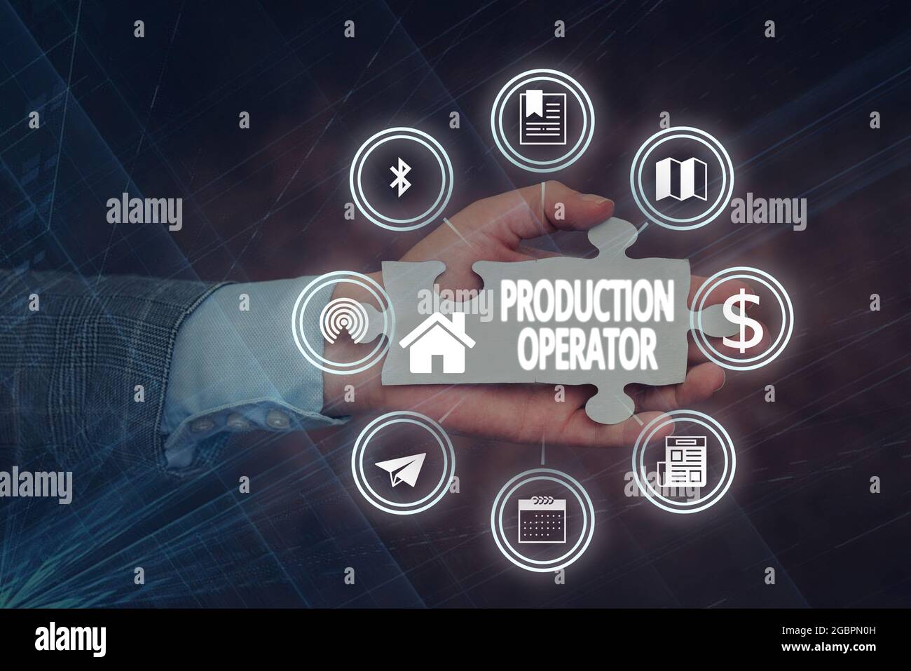 Hand writing sign Production Operator. Business approach control ...