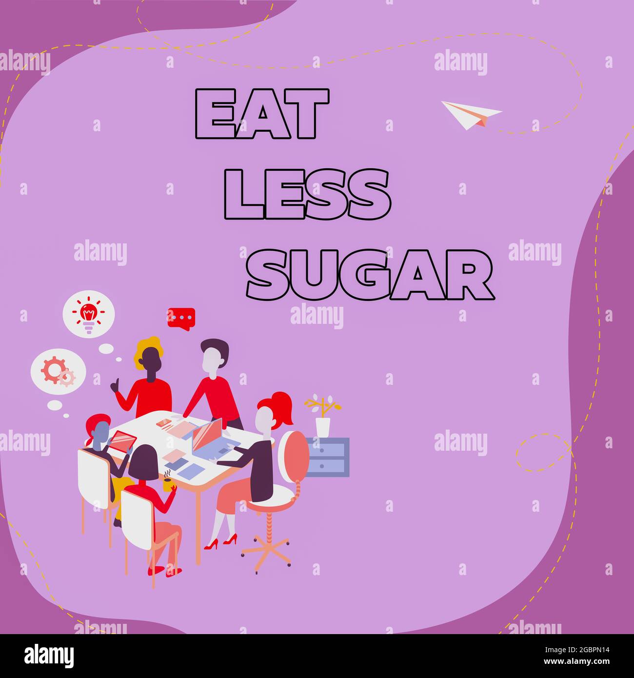 Inspiration showing sign Eat Less Sugar. Business approach reducing ...
