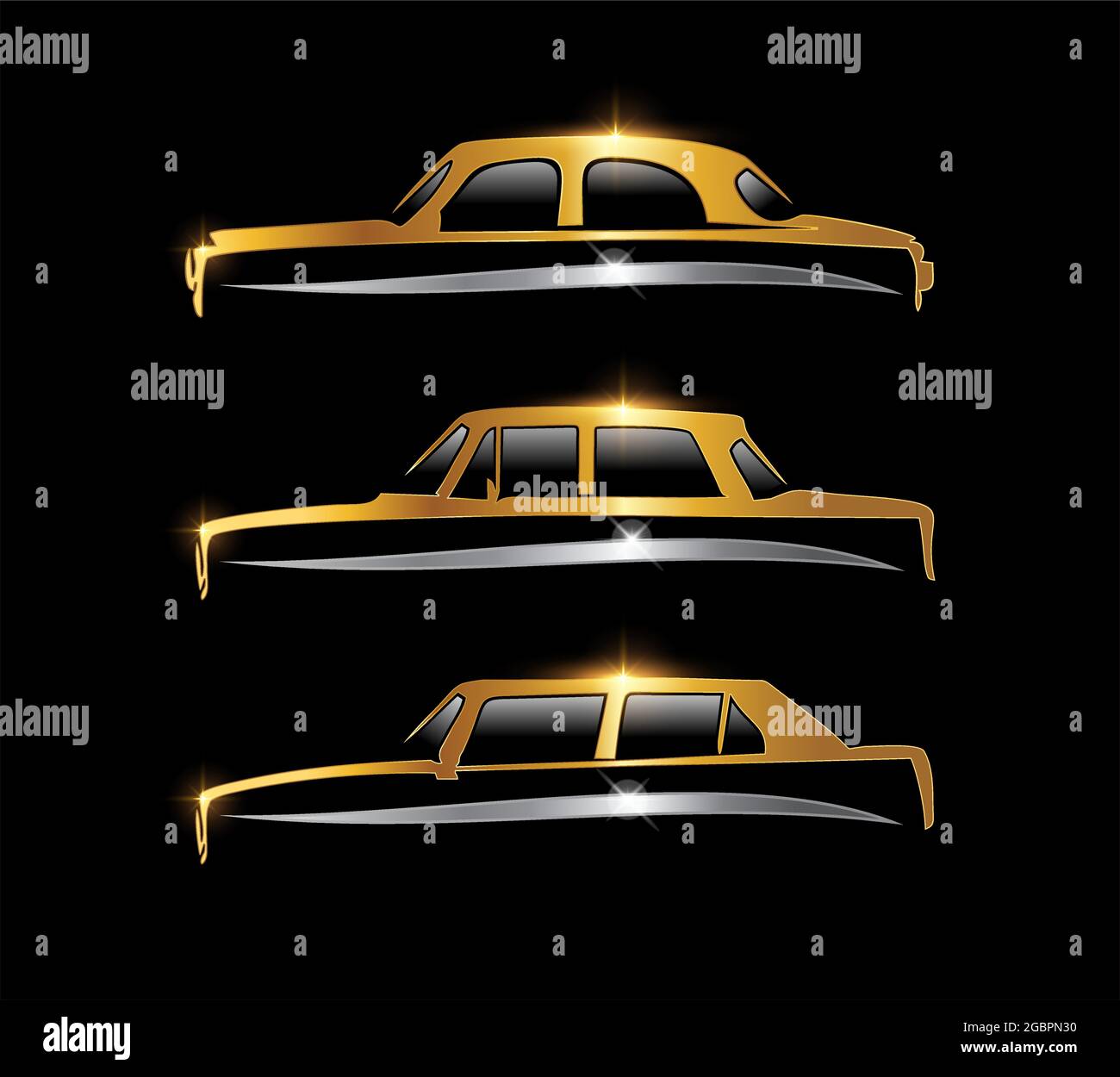 A Vector Illustration of Golden Classic Car Vector Sign in black ...