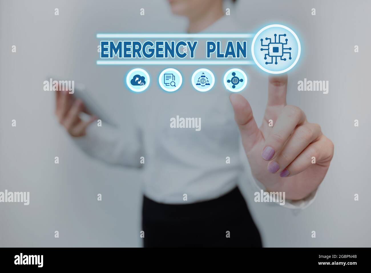 Hand writing sign Emergency Plan. Concept meaning instructions that ...