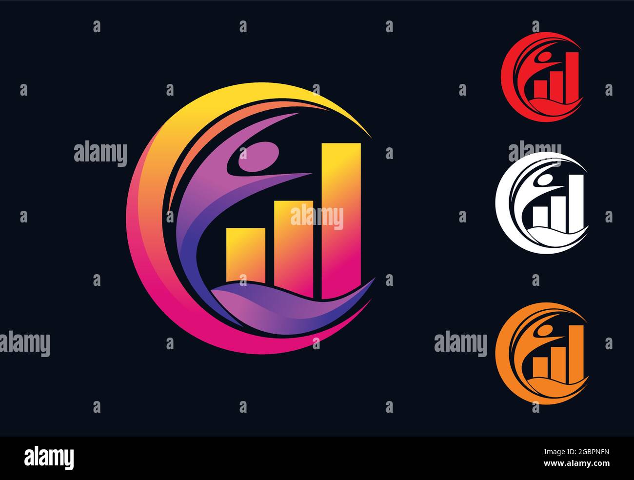 A Vector ILlustration of People and Growth Bar Vector Sign Stock Vector ...