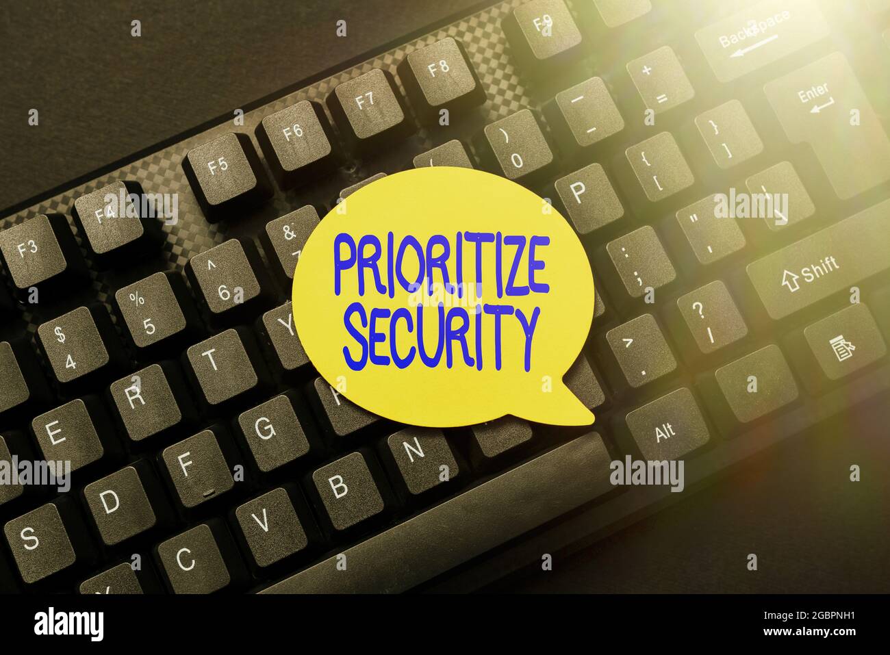 Text showing inspiration Prioritize Security. Word for designate ...