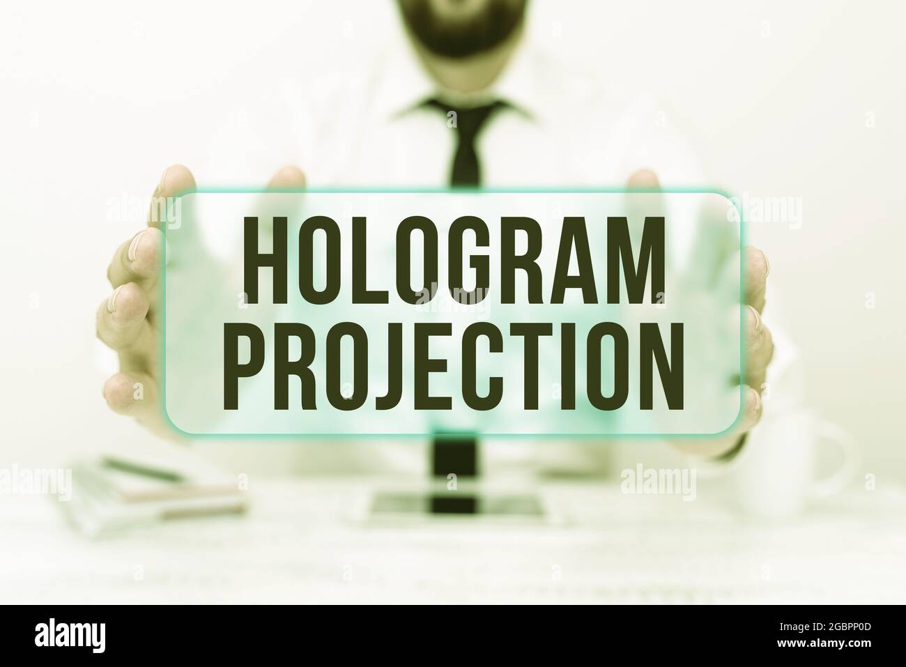 Writing displaying text Hologram Projection. Conceptual photo ...