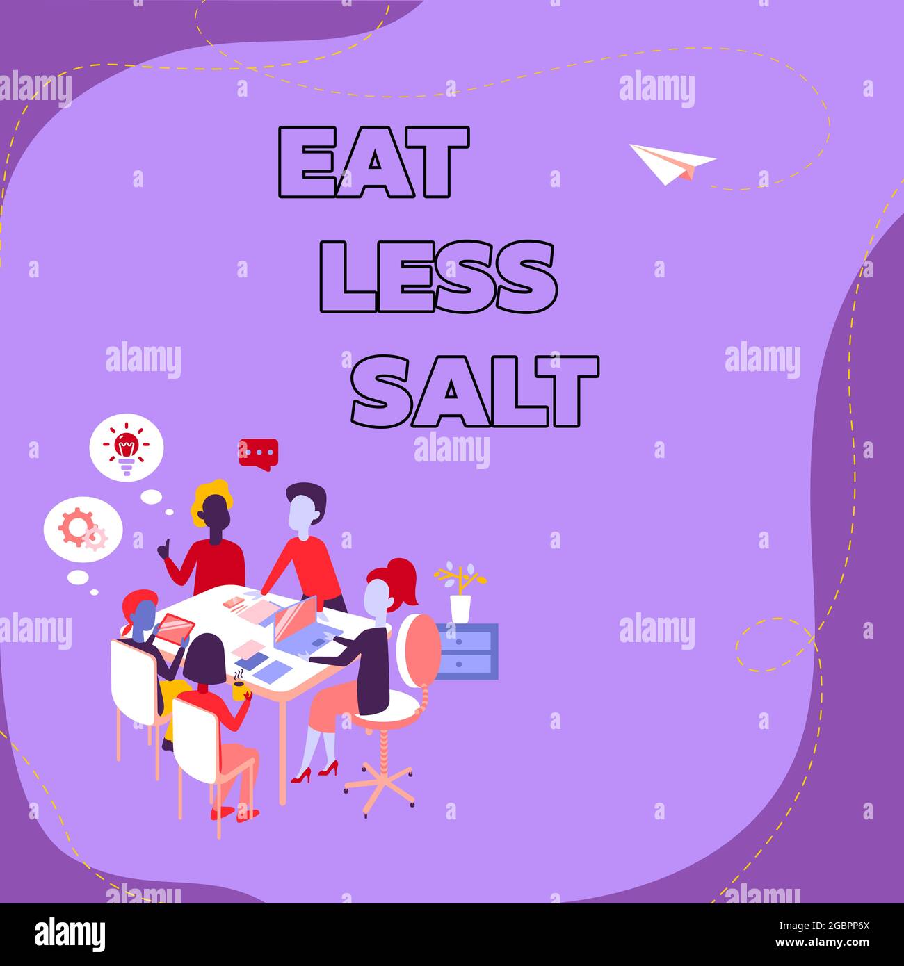 Conceptual display Eat Less Salt. Business showcase reducing the sodium ...