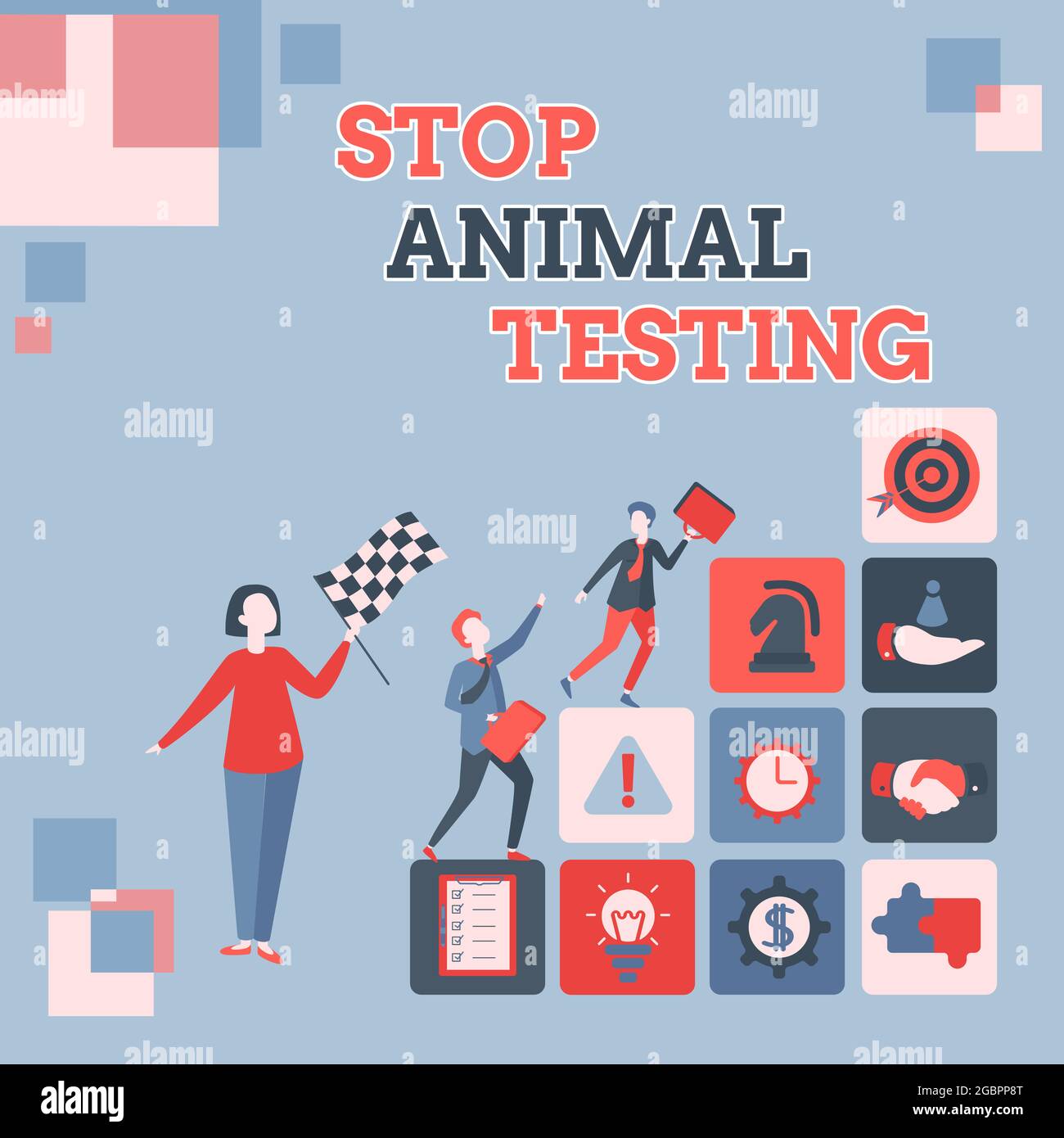Text caption presenting Stop Animal Testing. Word for put an end on ...
