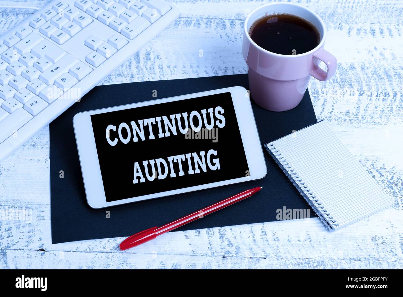 Sign displaying Continuous Auditing. Business showcase Internal process ...