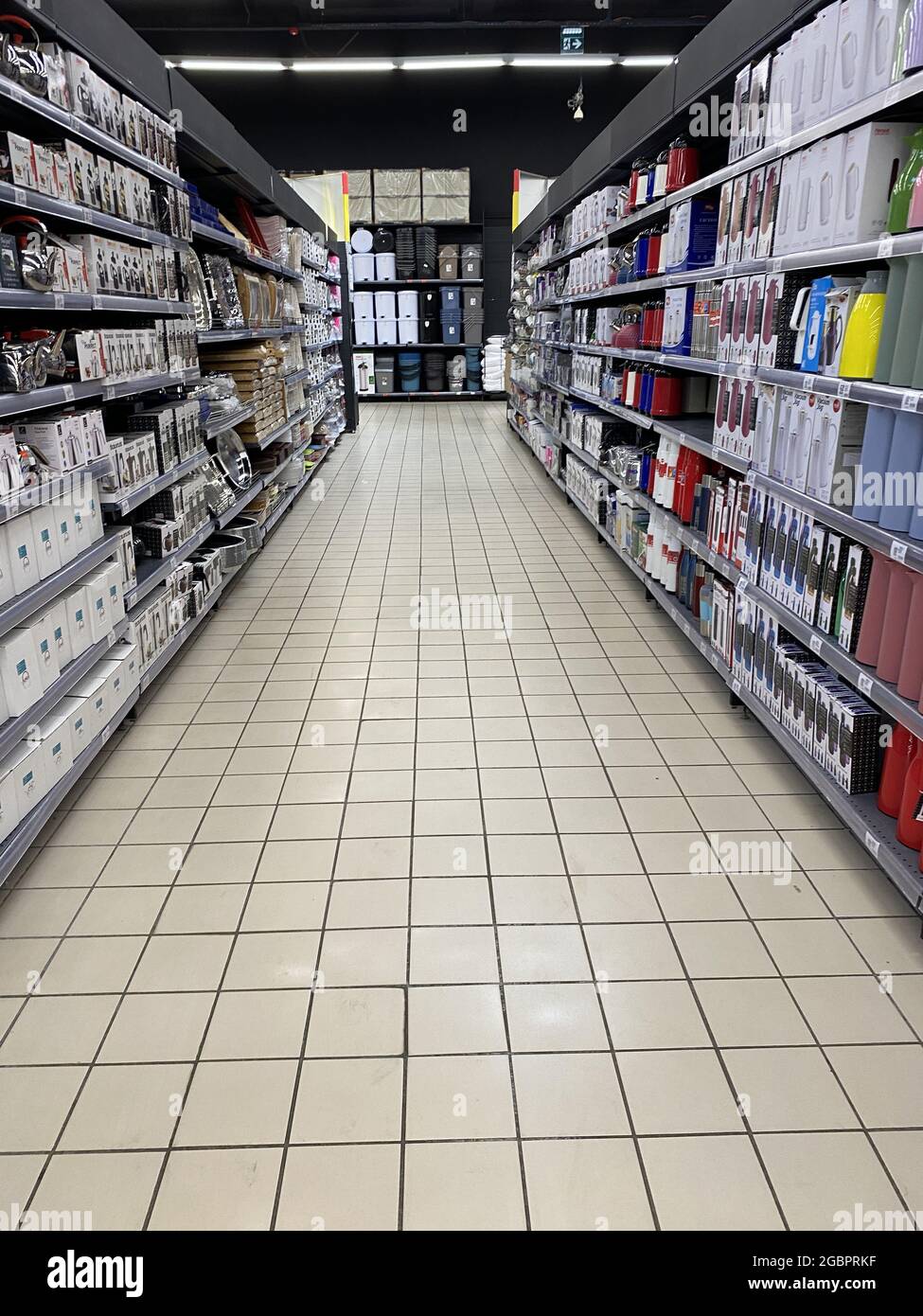 RABAT, MOROCCO - Jul 11, 2021: A view of an aisle filled with various ...