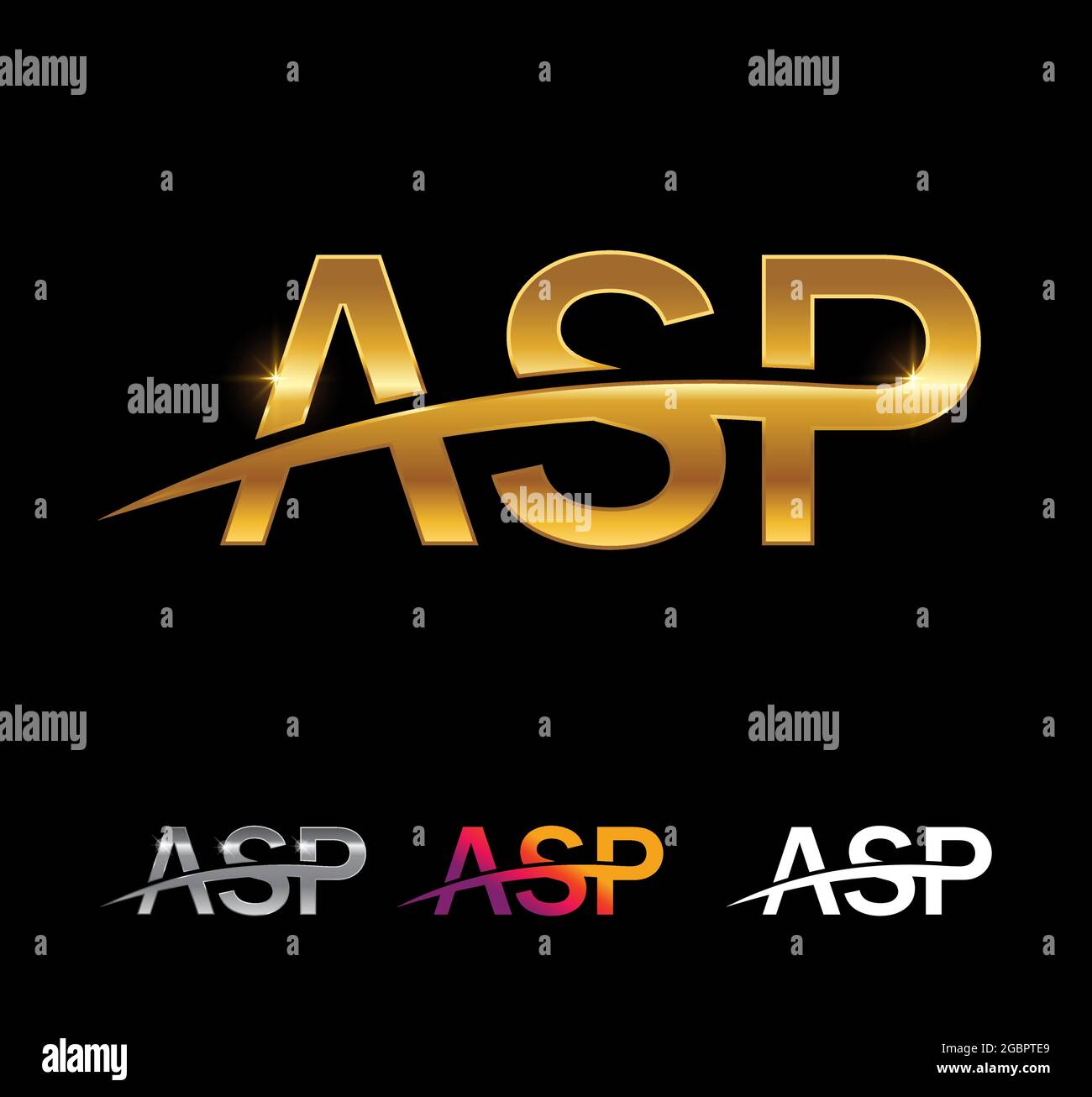 A Vector Illustration of Golden Monogram Initial Letter ASP Stock ...
