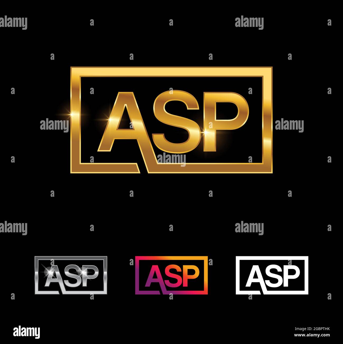 A Vector Illustration set of Golden Monogram Initial Letter ASP Stock ...