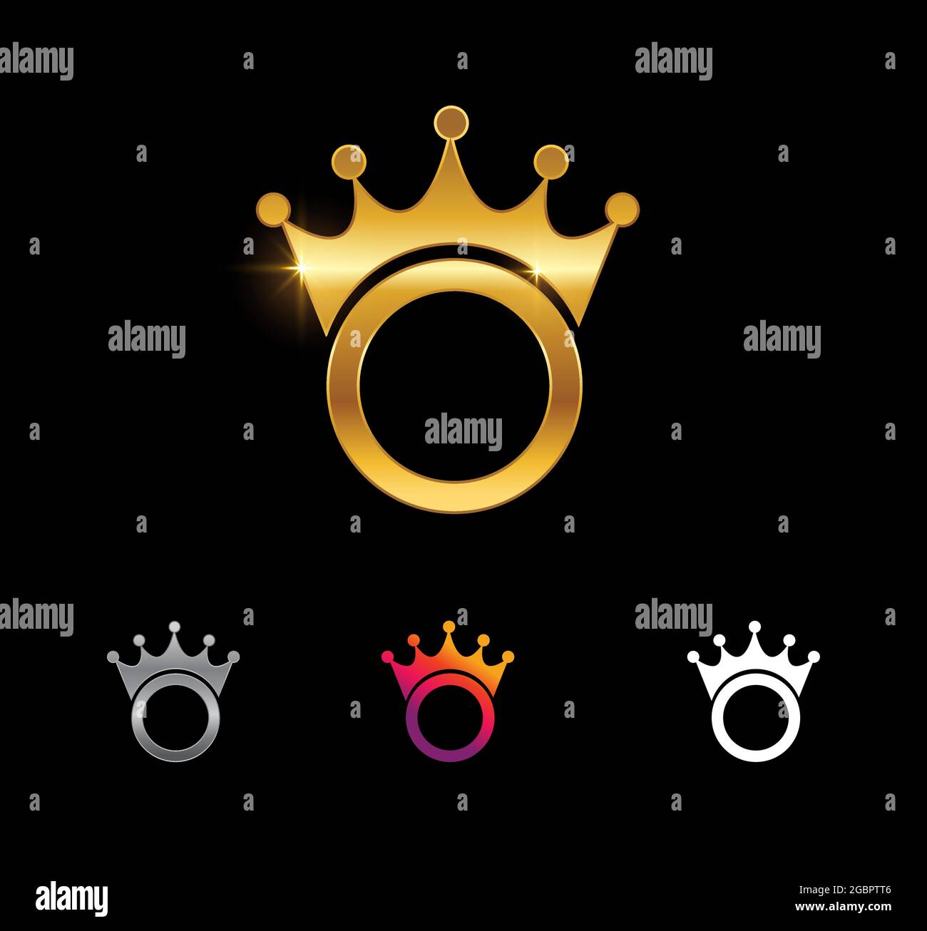 A Vector Illustration set of Golden Crown Circle Sign Stock Vector ...