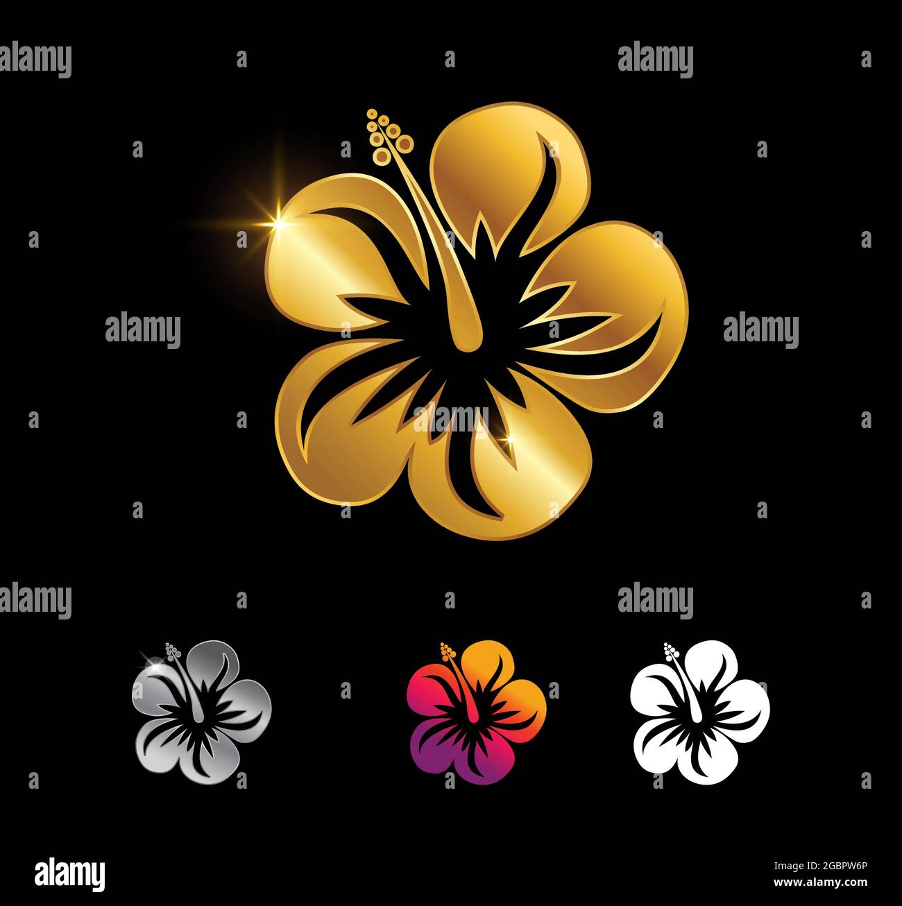 A Vector Illustration of Golden Flower Vector Sign Stock Vector Image ...