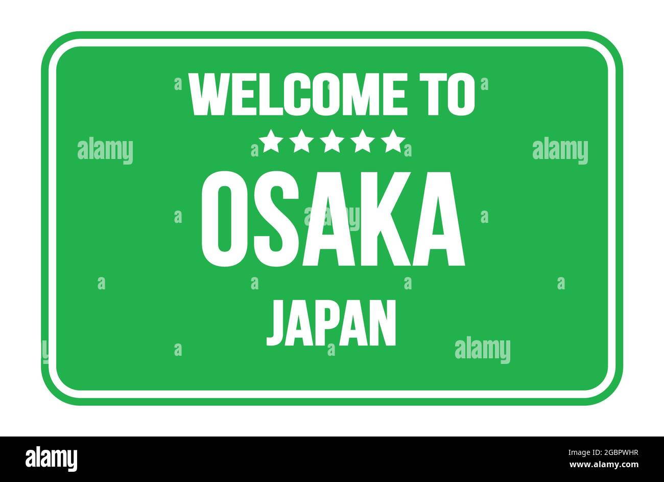 WELCOME TO OSAKA - JAPAN, on red rectangle street sign stamp Stock ...
