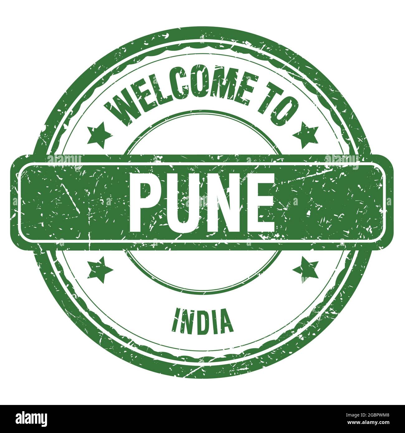 WELCOME TO PUNE - INDIA, words written on green grungy stamp Stock ...