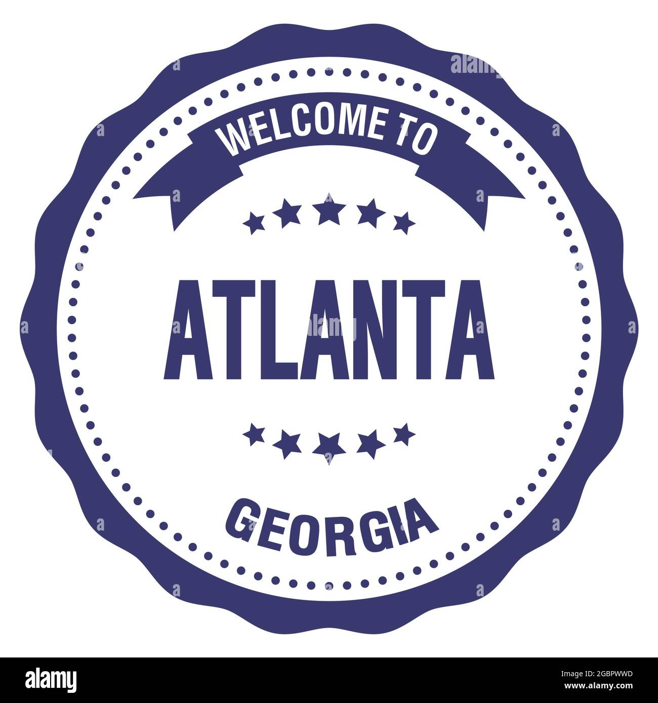WELCOME TO ATLANTA - GEORGIA, words written on blue round badge stamp ...