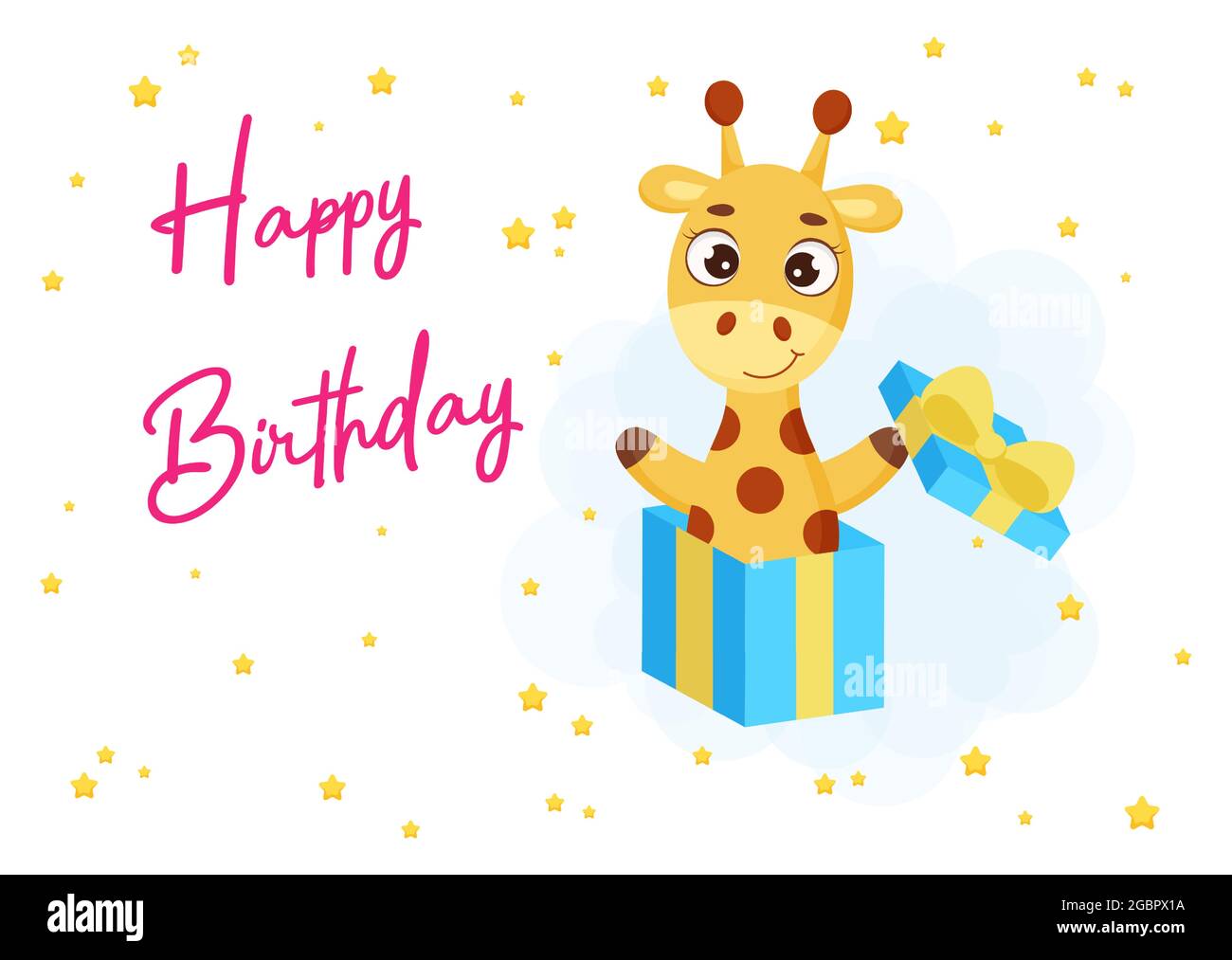 Happy Birthday printable party greeting card with cute little giraffe ...