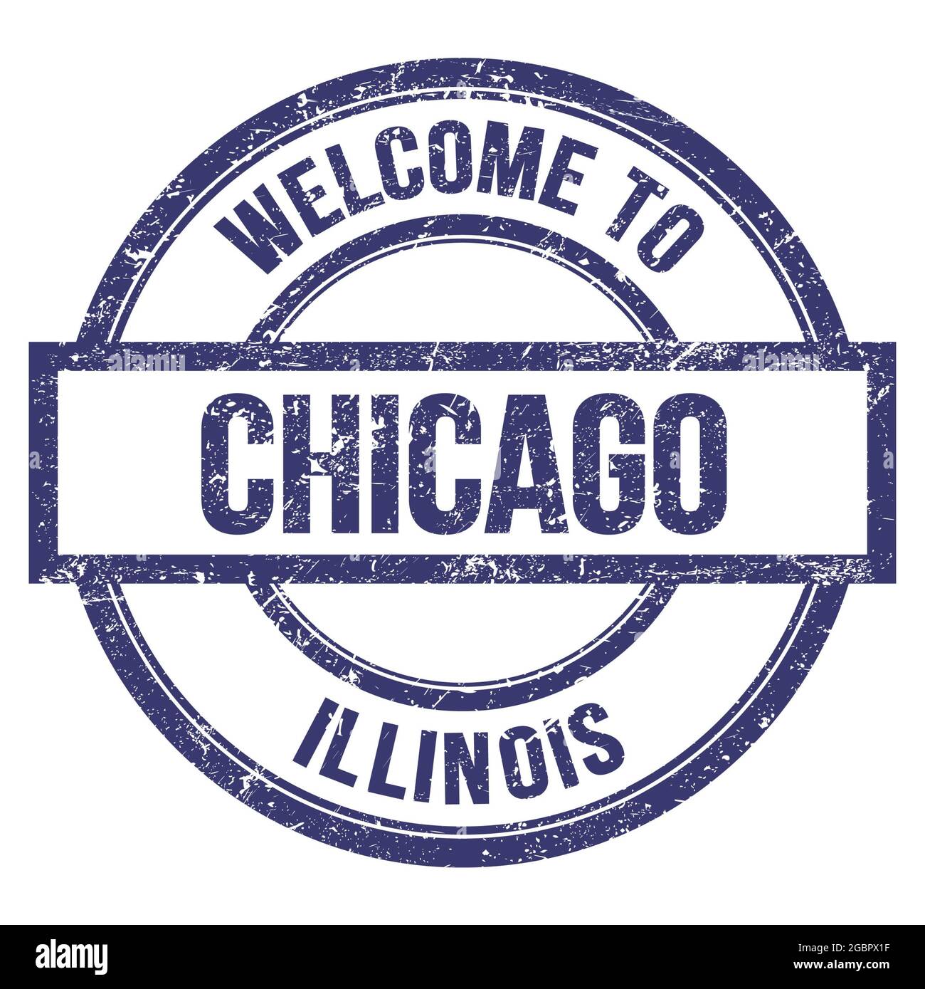 WELCOME TO CHICAGO - ILLINOIS, words written on blue round simple stamp ...