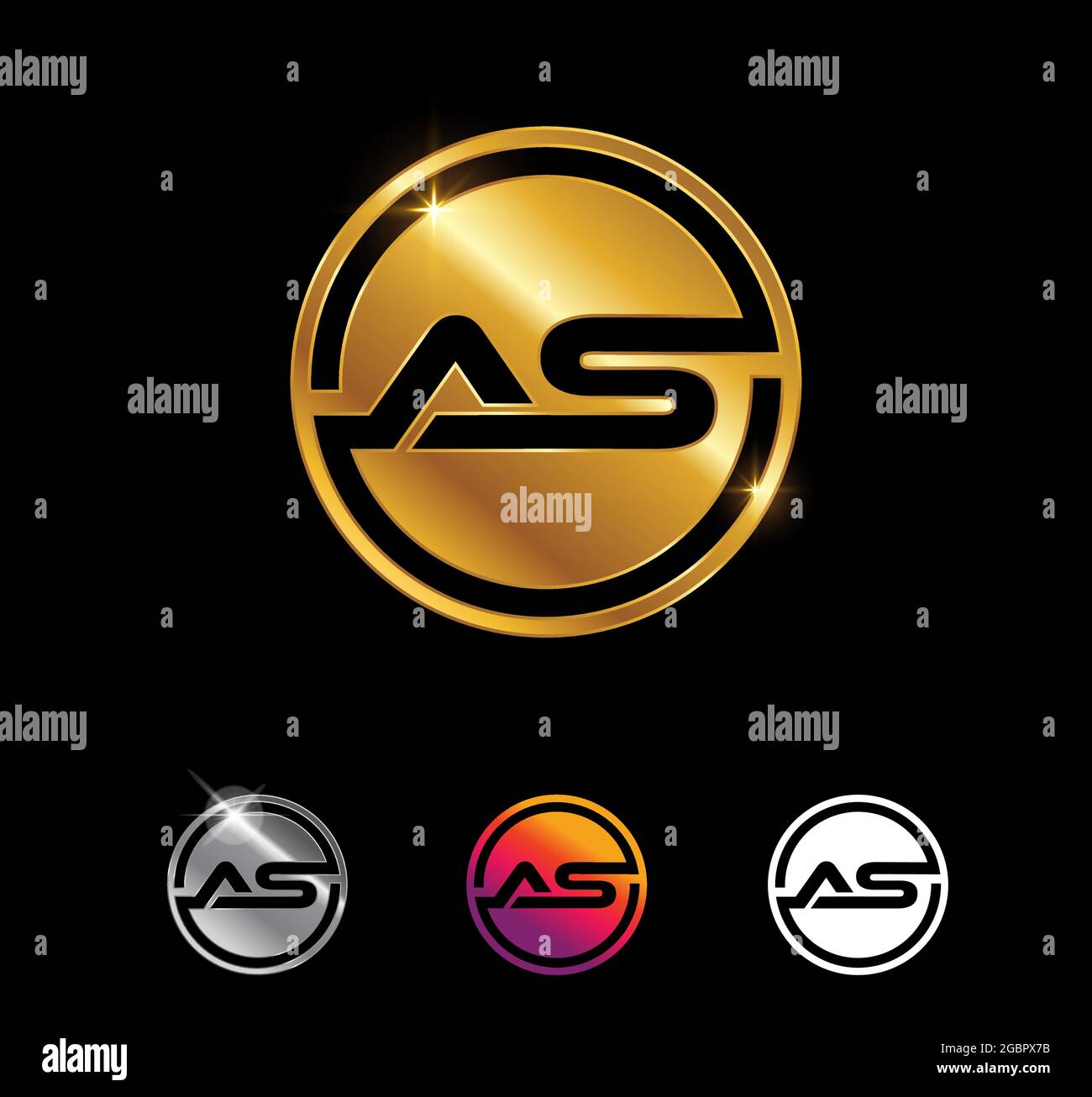 A Vector Illustration set of Monogram Initial Letter AS Sign Stock ...