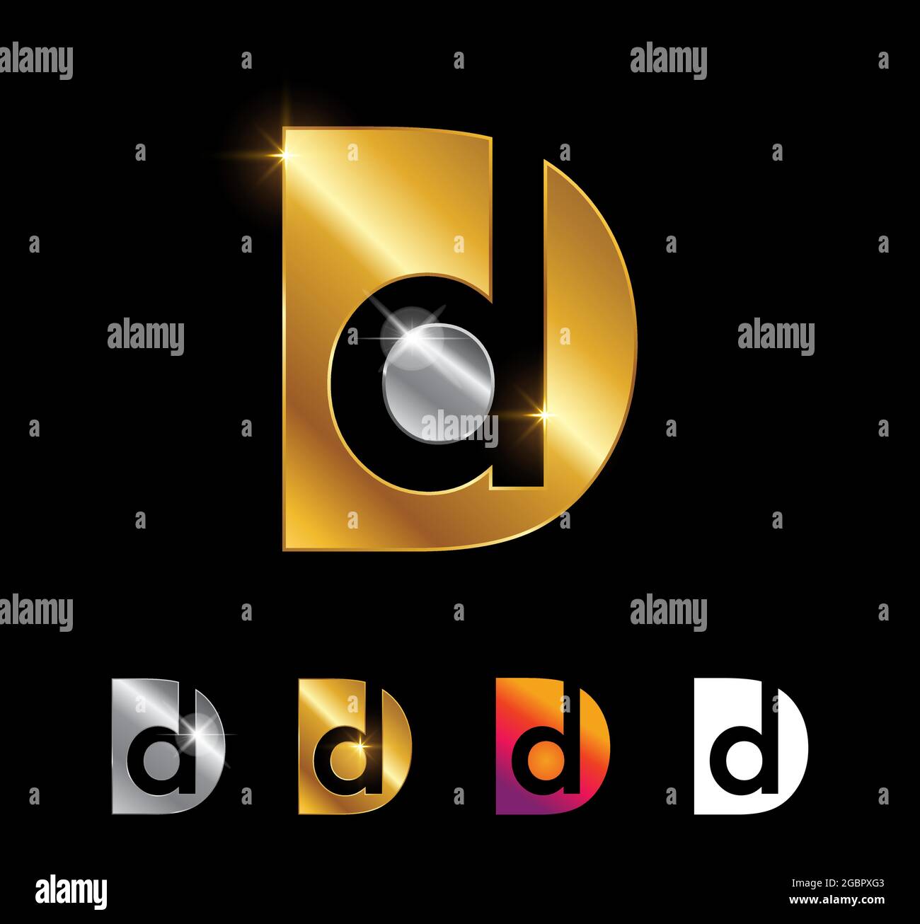 A vector Illustration set of Golden Monogram Initial Letter Dd Stock ...