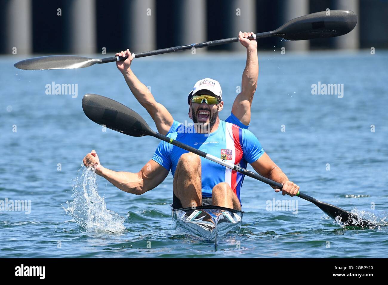Czech sprint canoeists Josef Dostal, front, and Radek Slouf celebrate ...