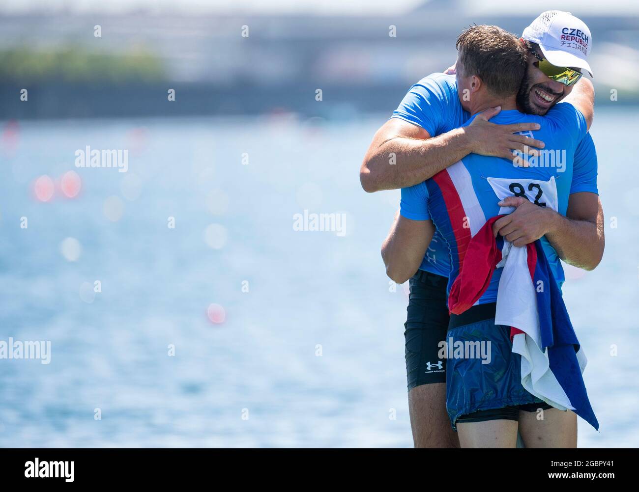 Czech sprint canoeists Josef Dostal, white cap, and Radek Slouf ...