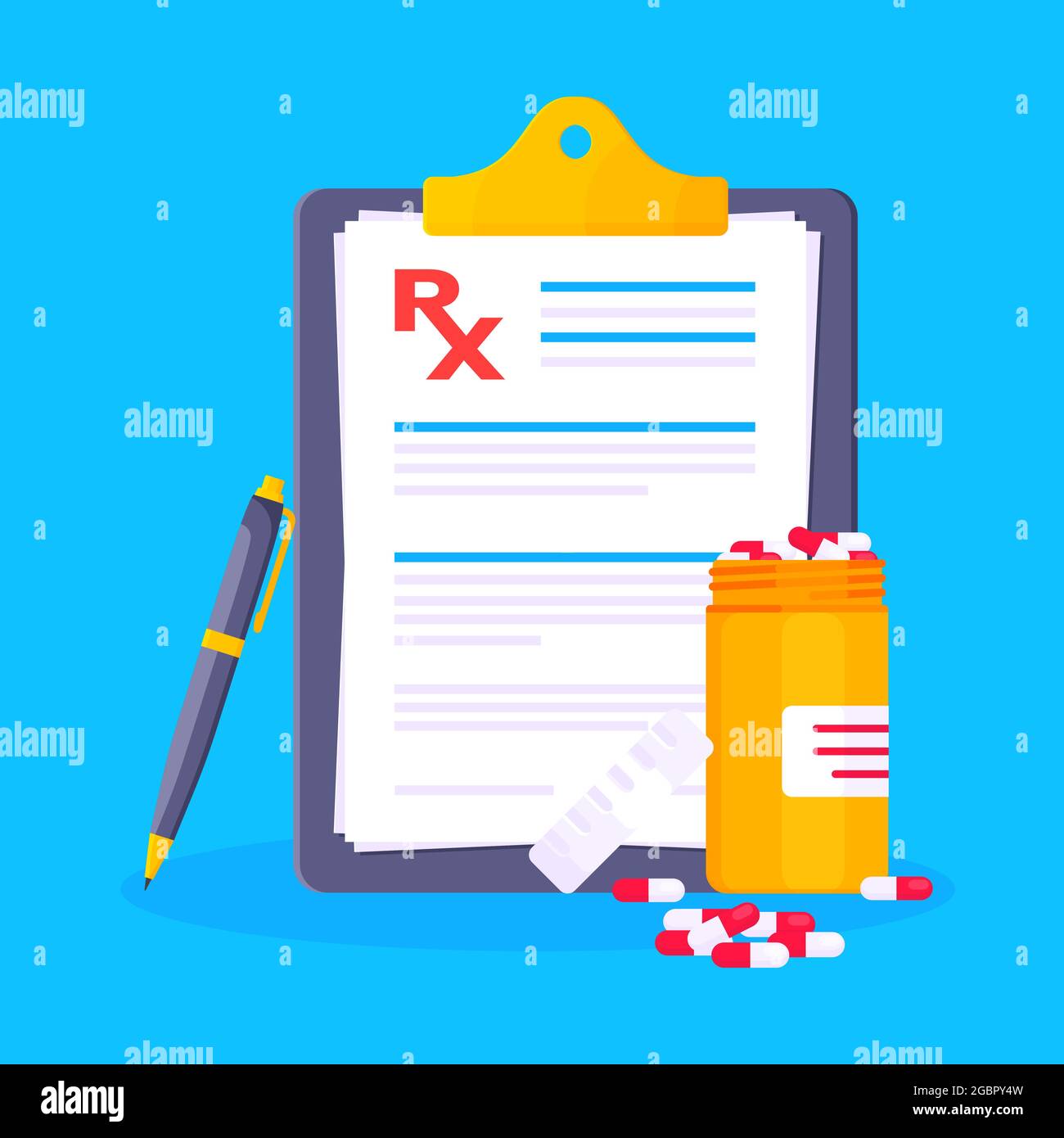 Medical rx form prescription flat style design vector illustration ...