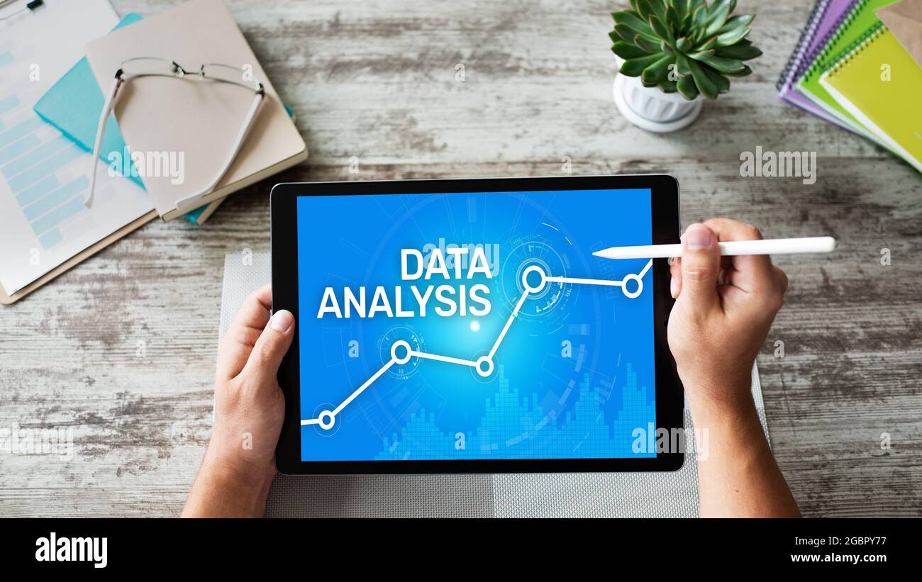 Data analysing, internet and technology concept on screen Stock Photo ...