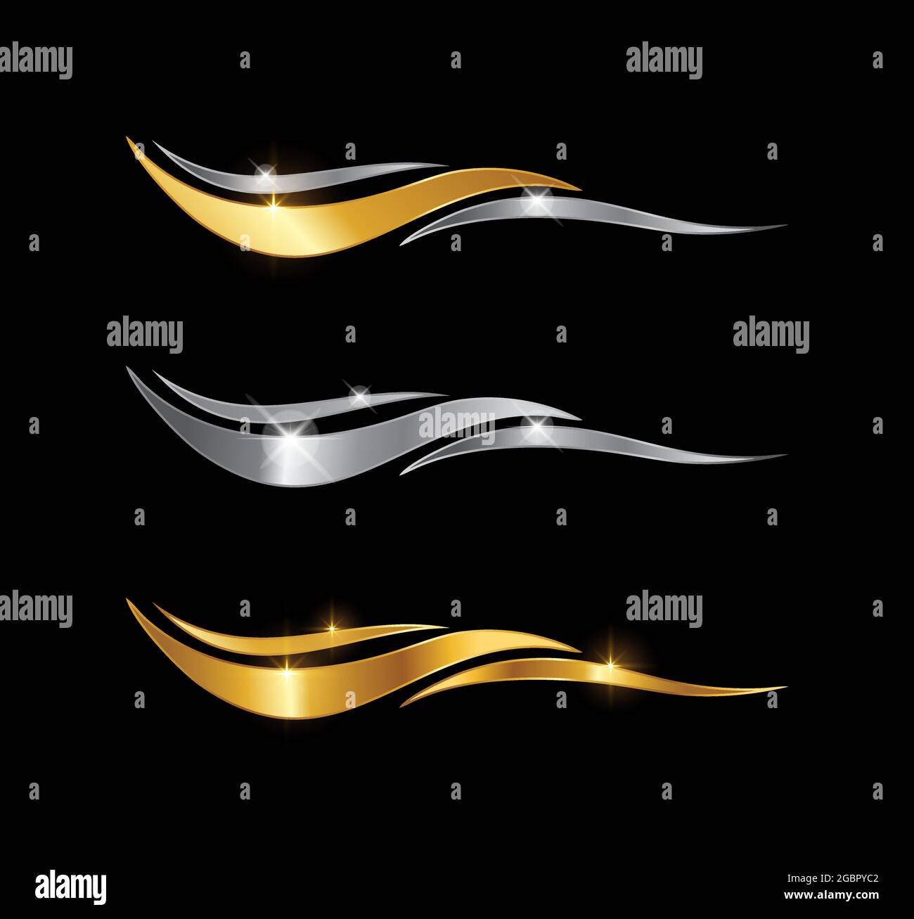 A vector Illustration of Golden and Silver Wave Sign Stock Vector Image ...