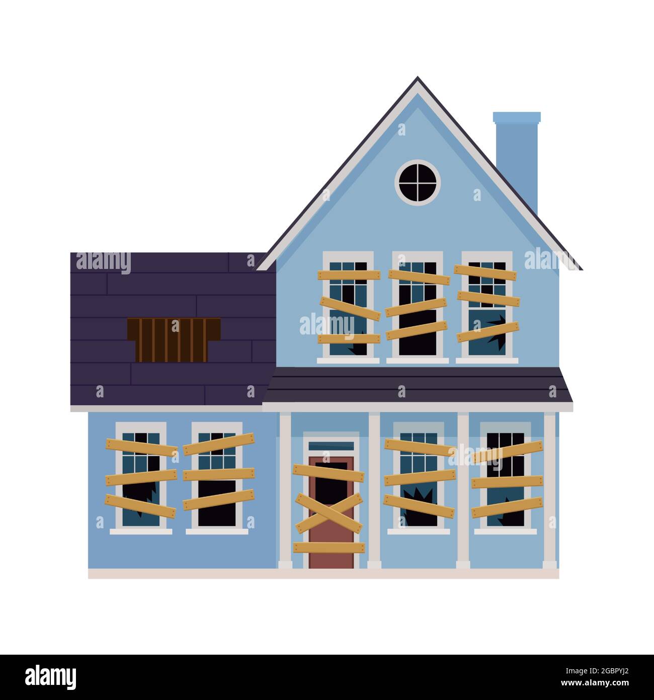 Broken roof abandoned building Cut Out Stock Images & Pictures - Alamy